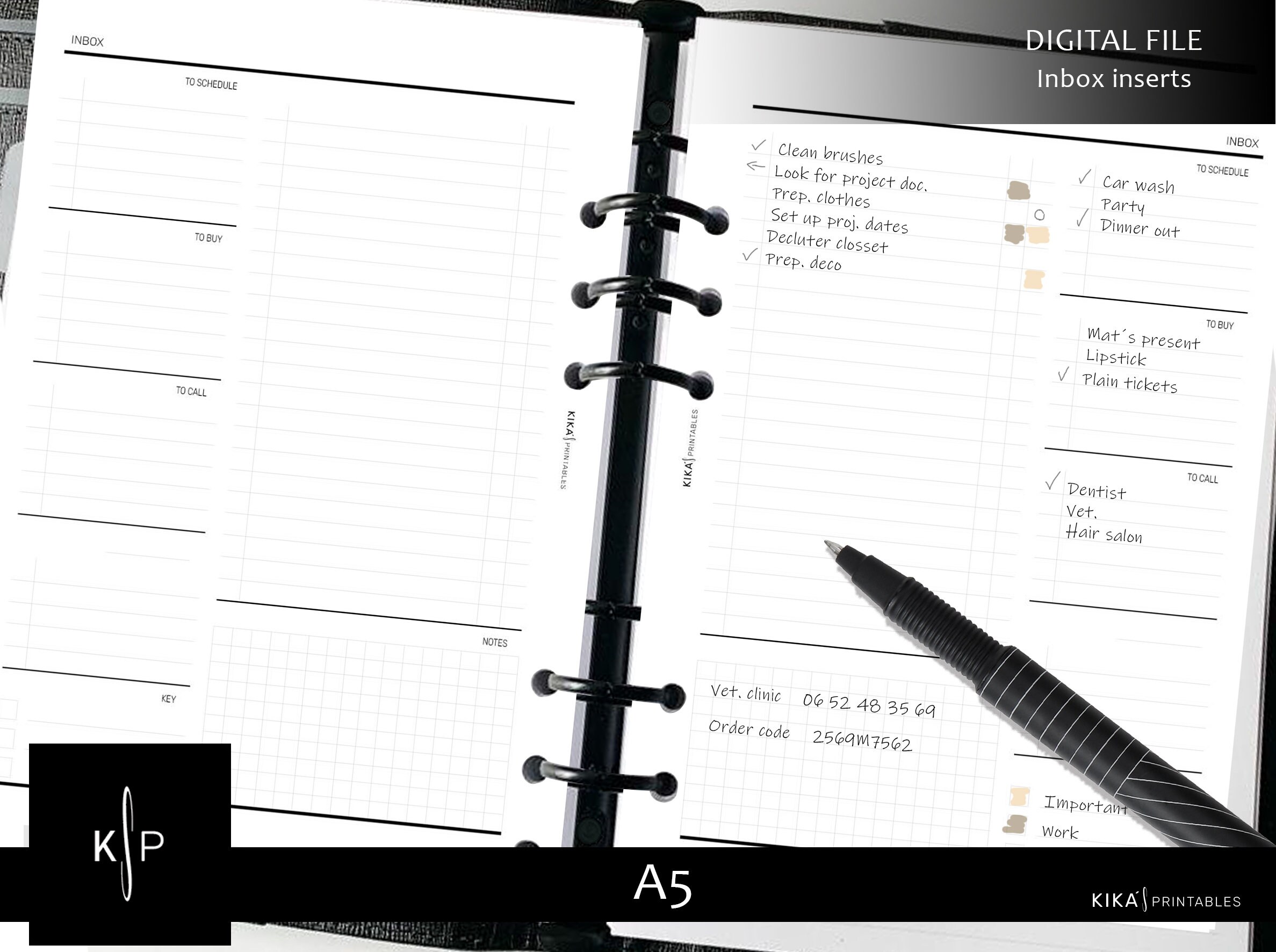 Inbox Printable Planner Insert A5 | Inbox Tracker, PDF Inbox Template ...