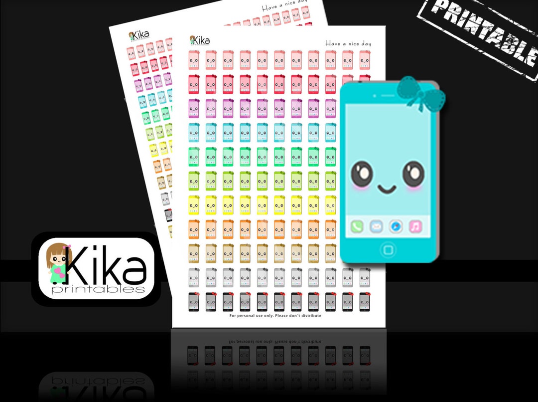 Phone Planner Sticker PRINTABLE | Cell Phone Kawaii Stickers Perfect ...