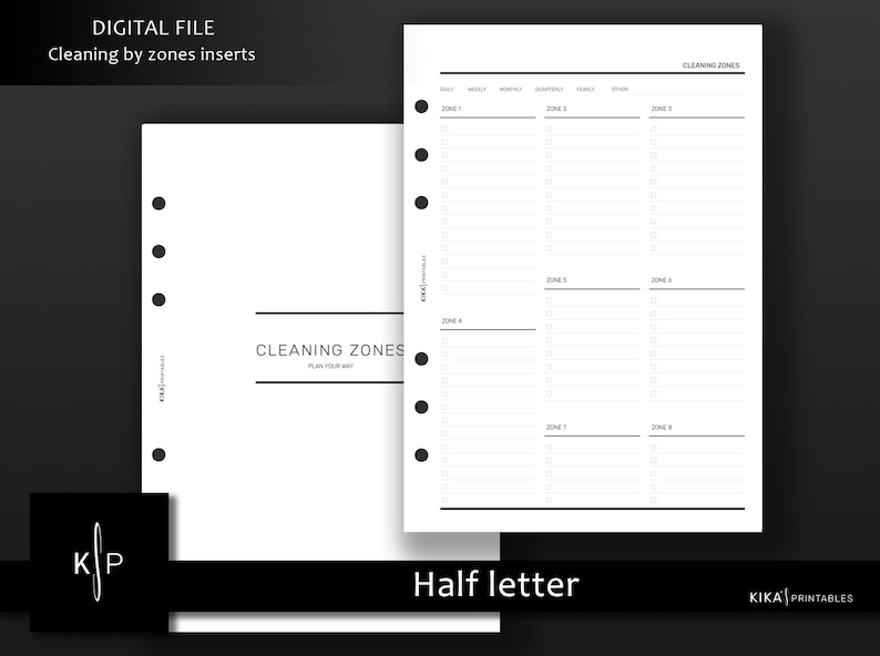 Zone Cleanning Printable Planner Inserts - US Half Letter Cleanning ...