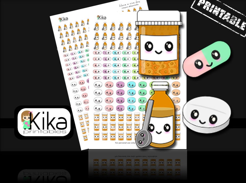 Printable Stickers | Medicine Planner Sticker | Kawaii Pills Stickers ...