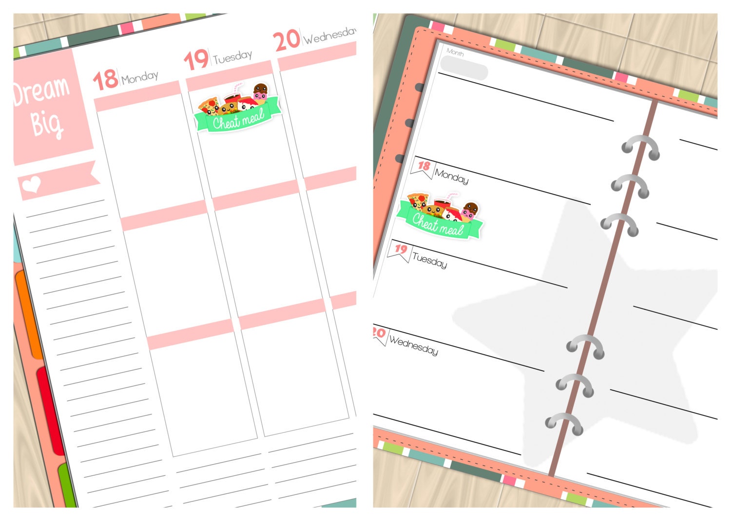Printable Stickers | Cheat Day Planner Sticker | Kawaii Cheat Meal ...