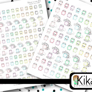 Printable Stickers | Kawaii Clock Planner Sticker | Wake Up, Bed Time ...