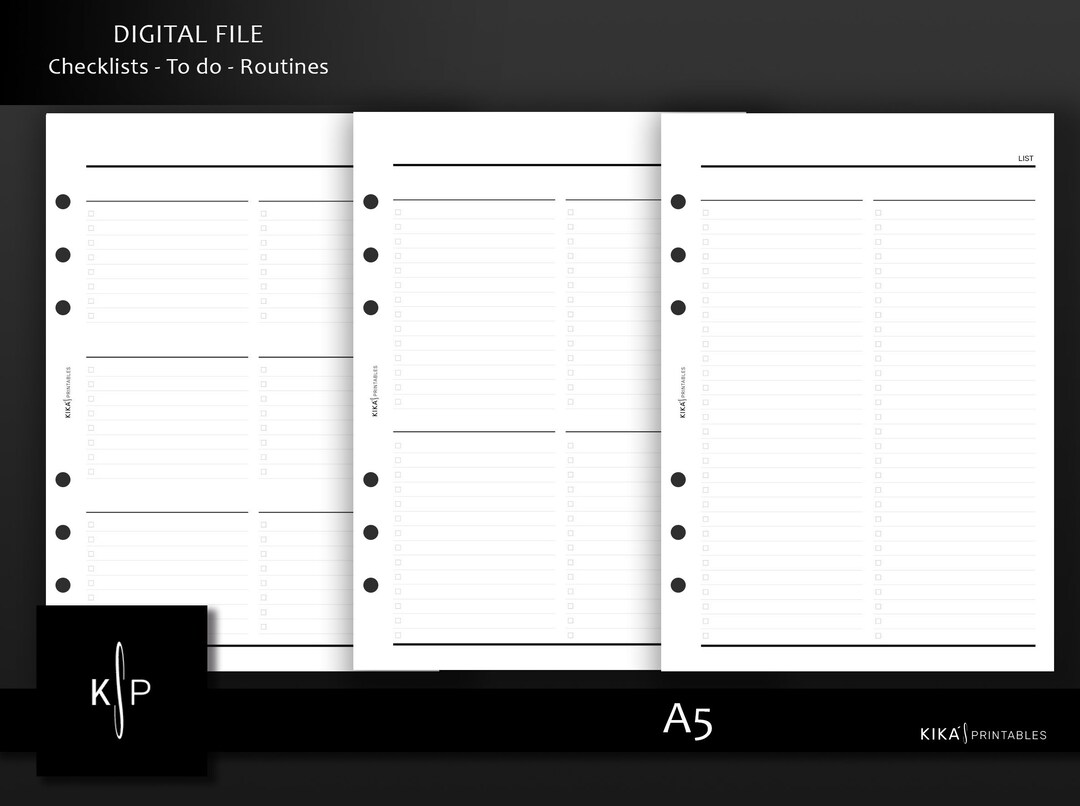 A5 Printable - Minimal to Do List Planner Inserts, 2 Columns | 3 ...