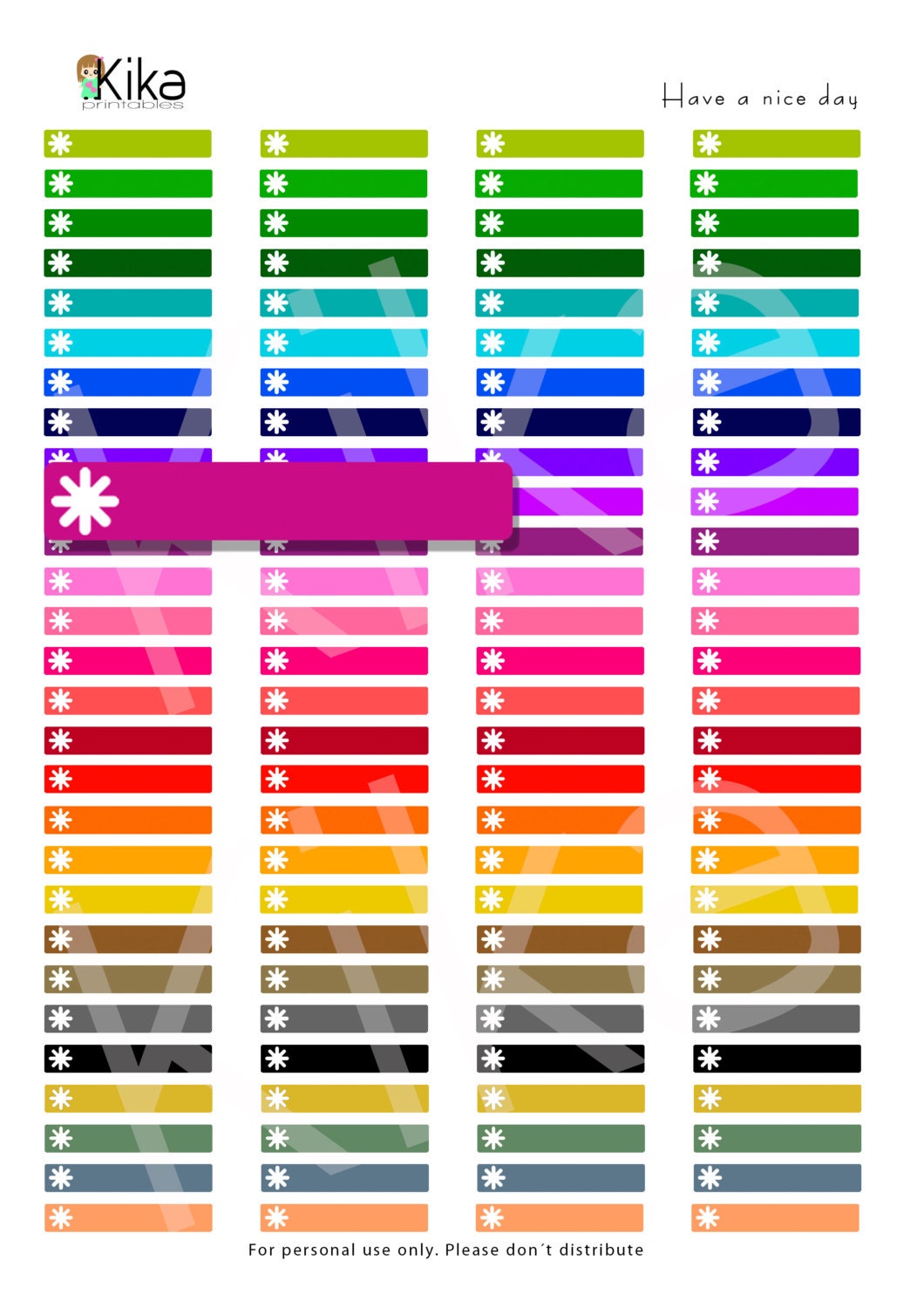 Asterisk PRINTABLE Stickers | Planner Labels for Filofax, Erin Condren ...