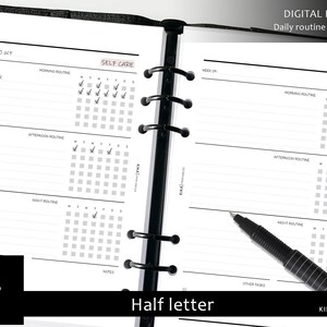 Daily, Weekly Routines Printable Planner Inserts, US Half Letter ...