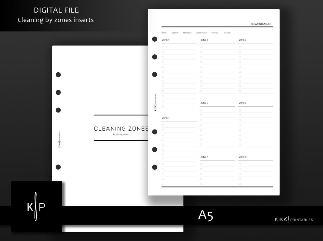Zone Cleaning Printable A5 | Minimal Cleaning Inserts | Cleaning ...
