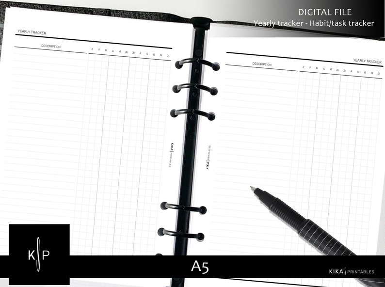 Printable Yearly Habit Tracker - A5 Planner Tracker Inserts - Annual ...