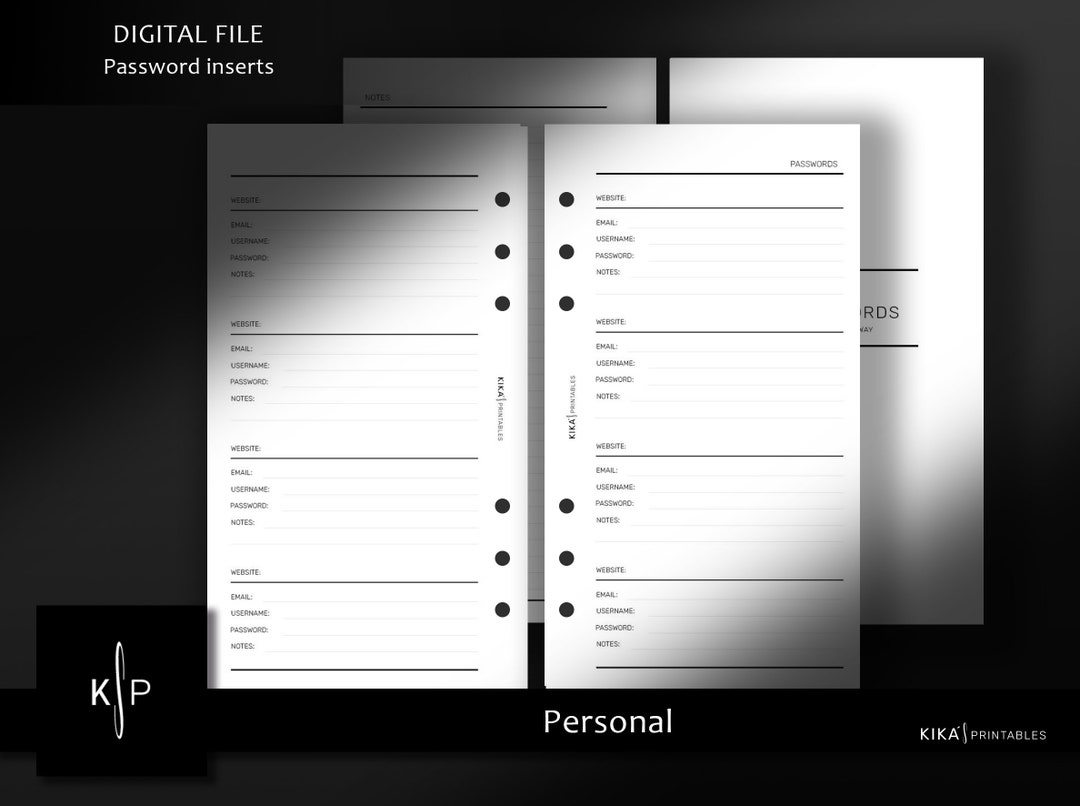 Printable Password Tracker | Personal Size Password Tracker | Printable ...