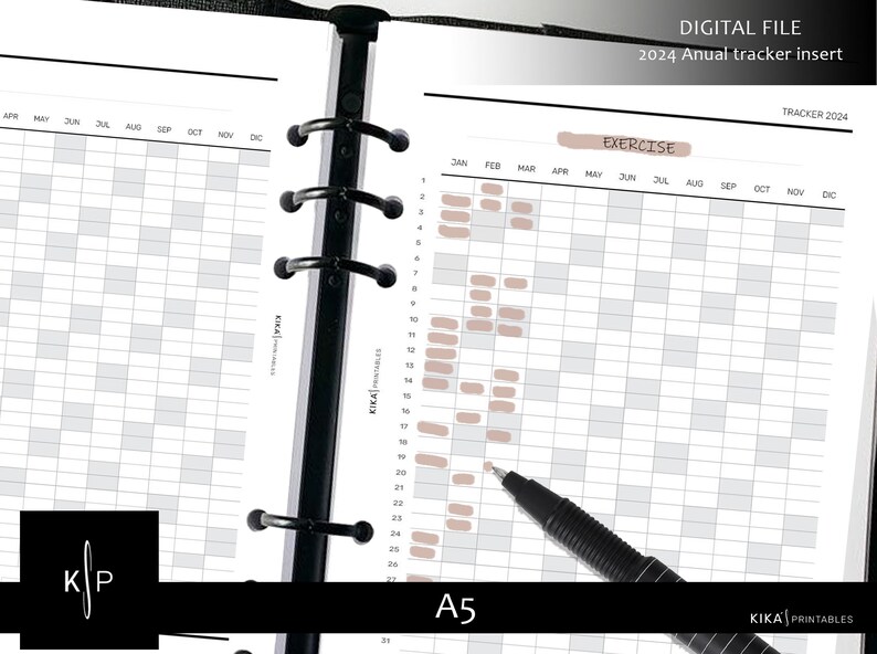 2024 Year Tracker A5 Printable Habit Tracker Yearly Overview Mood ...