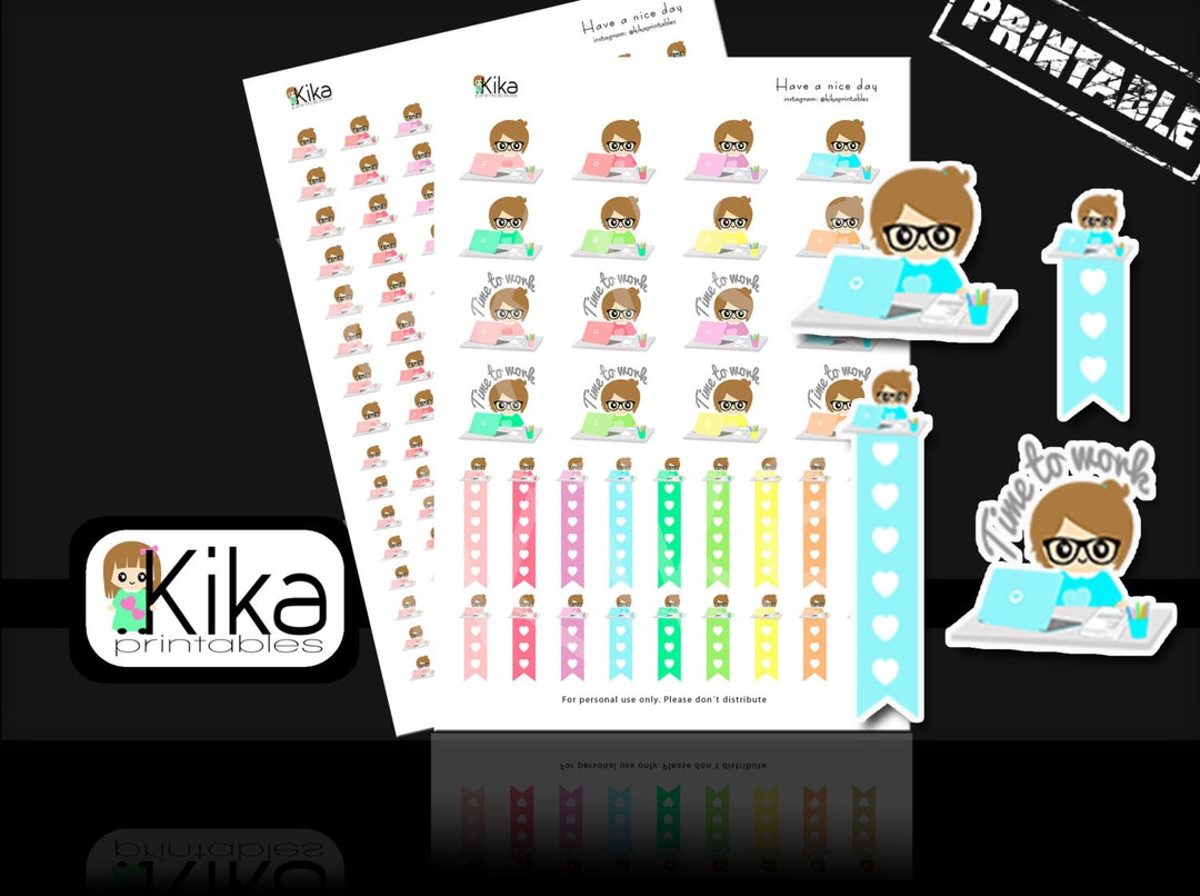 Printable Stickers | Kawaii Work / Office Planner Sticker | Working ...