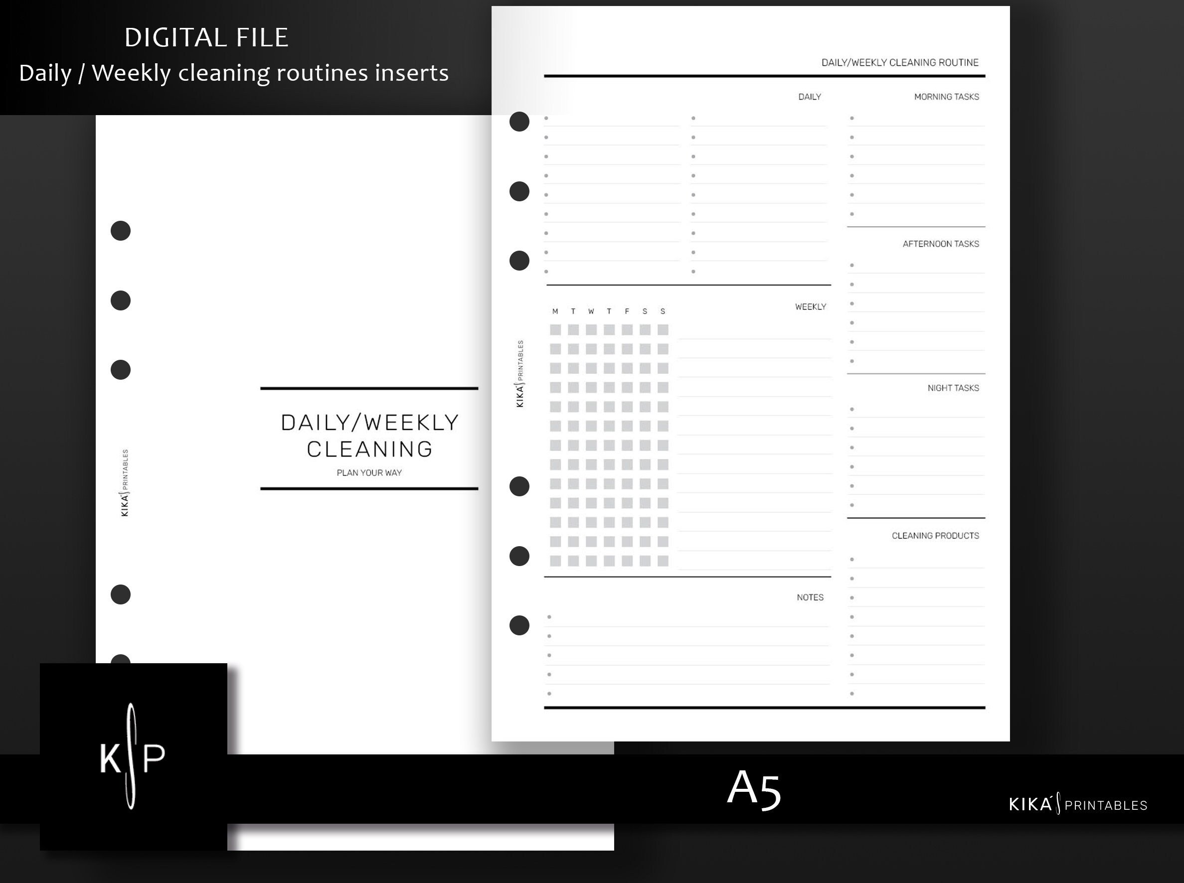 Daily / Weekly Cleaning Routine Printable Inserts A5 Minimal - Etsy