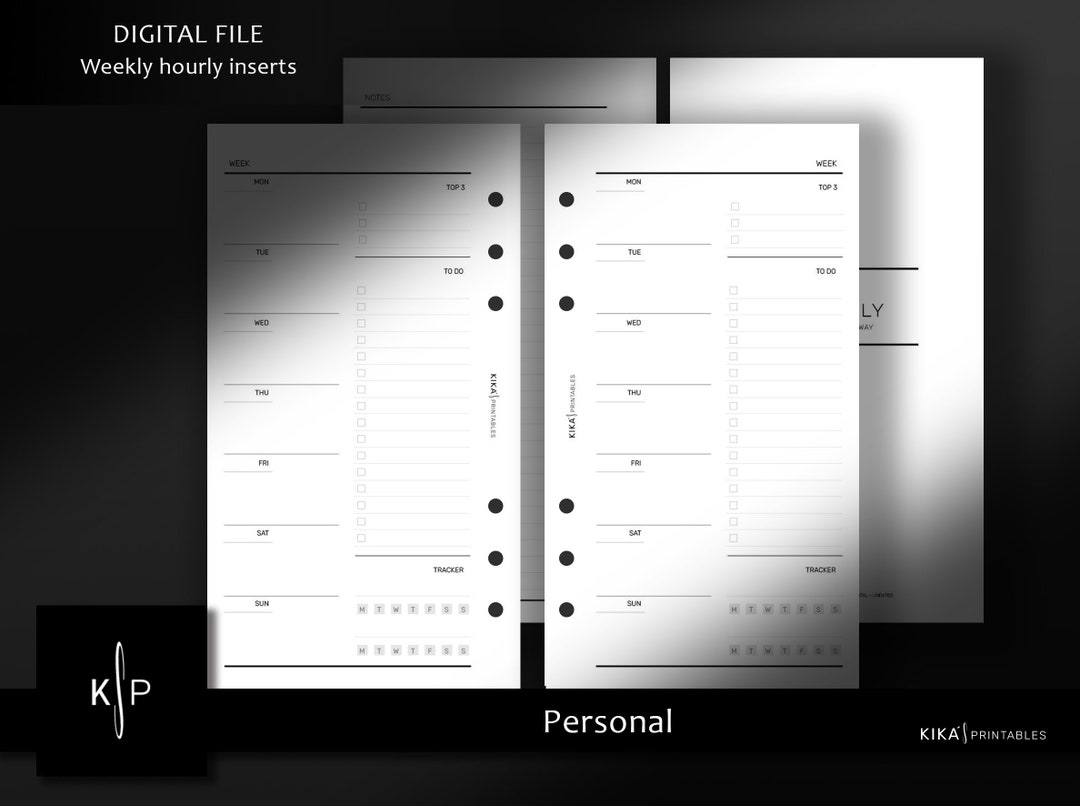 WO1P Weekly Printable Planner Inserts Undated - Personal Size Week on 1 ...