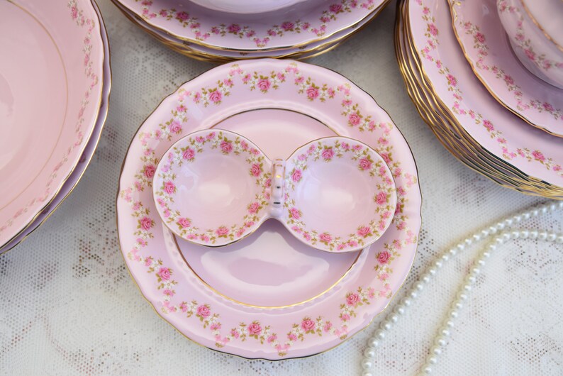 Dinner Set Pink Porcelain by LL for Six - Etsy
