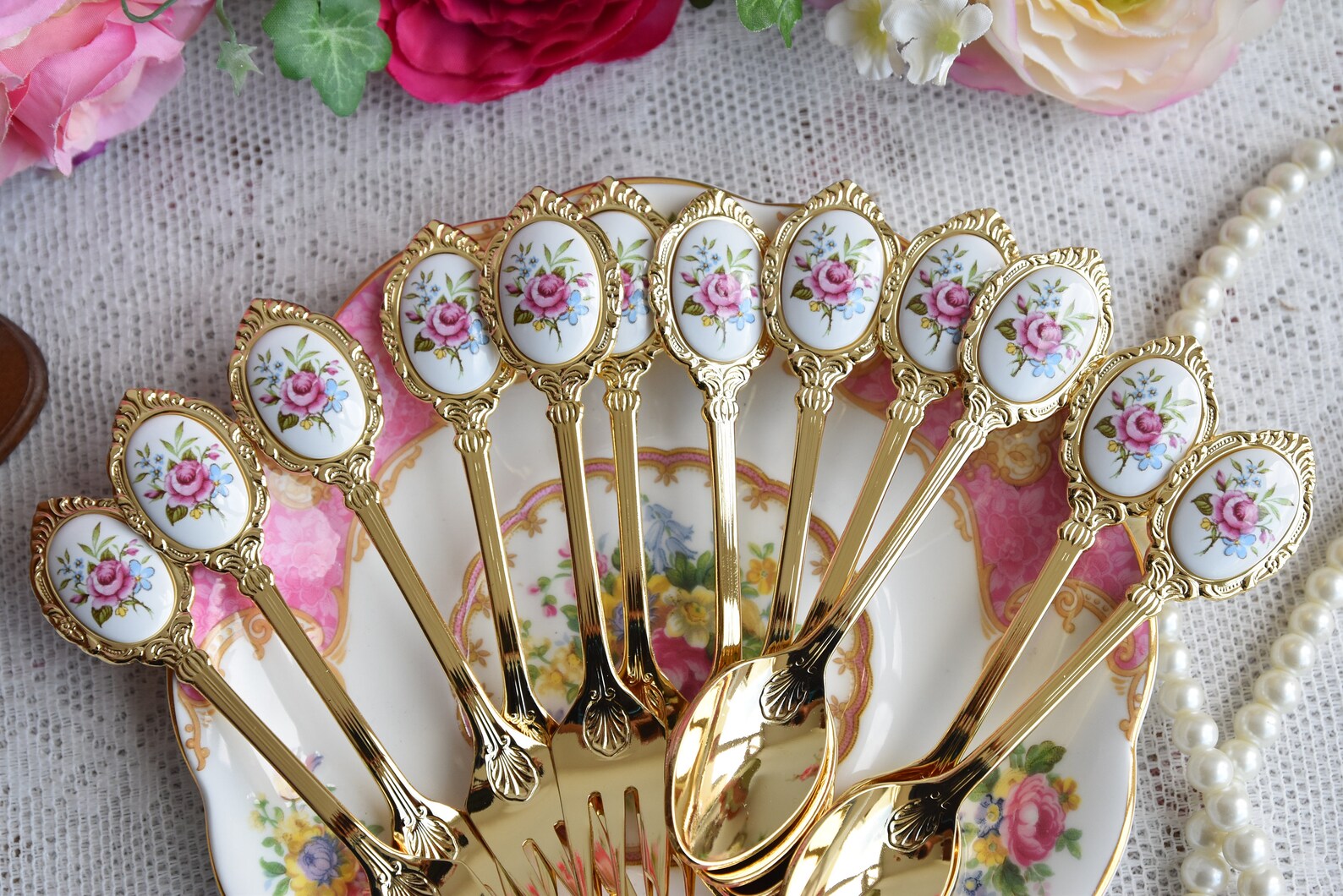 Vintage Inspired Fork and Spoon Set Teaspoon Set for Tea - Etsy