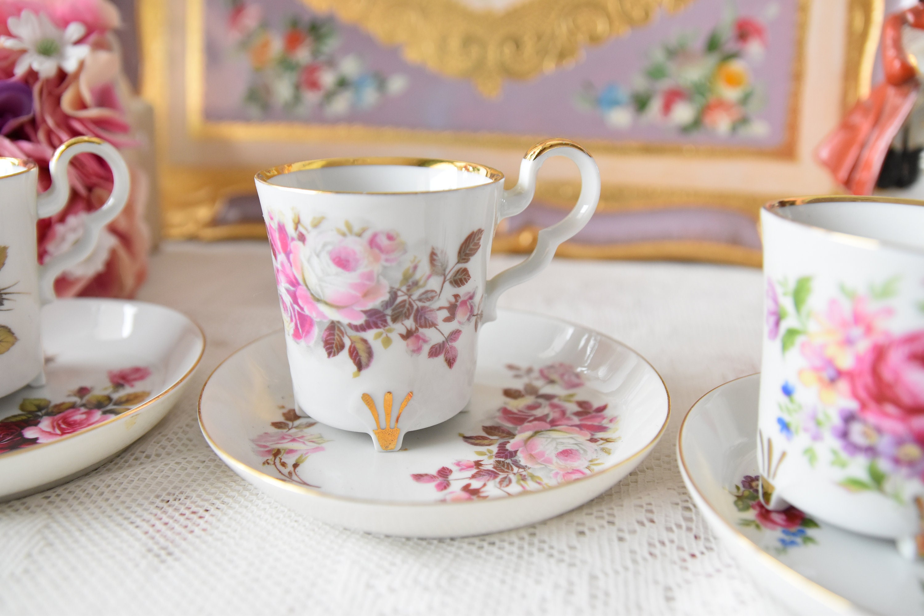 Bavaria tea cup Vintage tea cup set floral german tea cup set | Etsy
