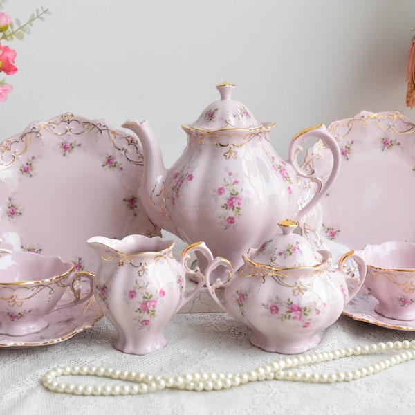 Vintage Pink Tea Set - Etsy