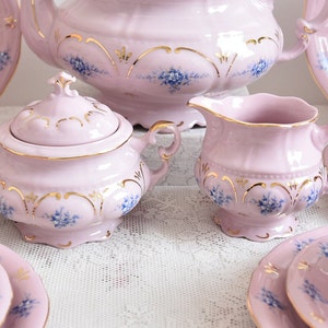 Collectibles Pink Porcelain Tea Service Set, Pink China Set Vintage ...