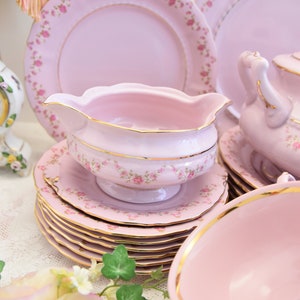 Traditional Pink Porcelain Dinner Set Pink Porcelain by LL for Six With ...