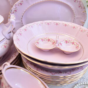 Traditional Pink Porcelain Dinner Set Pink Porcelain by LL for Six With ...