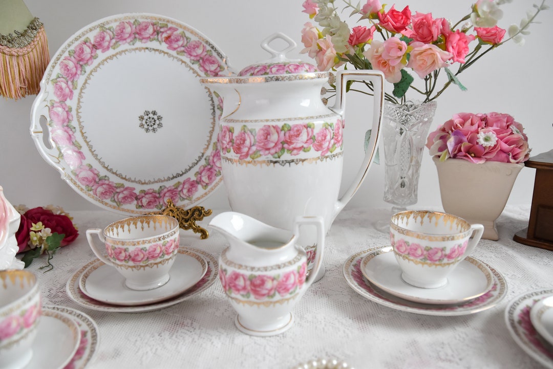 MZ Austria Porcelain Dinner Set, Vintage White China With Gold Rim ...