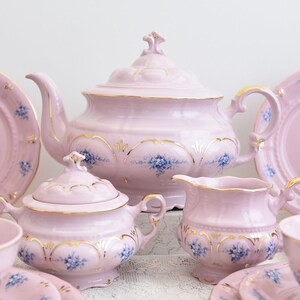 Collectibles Pink Porcelain Tea Service Set, Pink China Set Vintage ...
