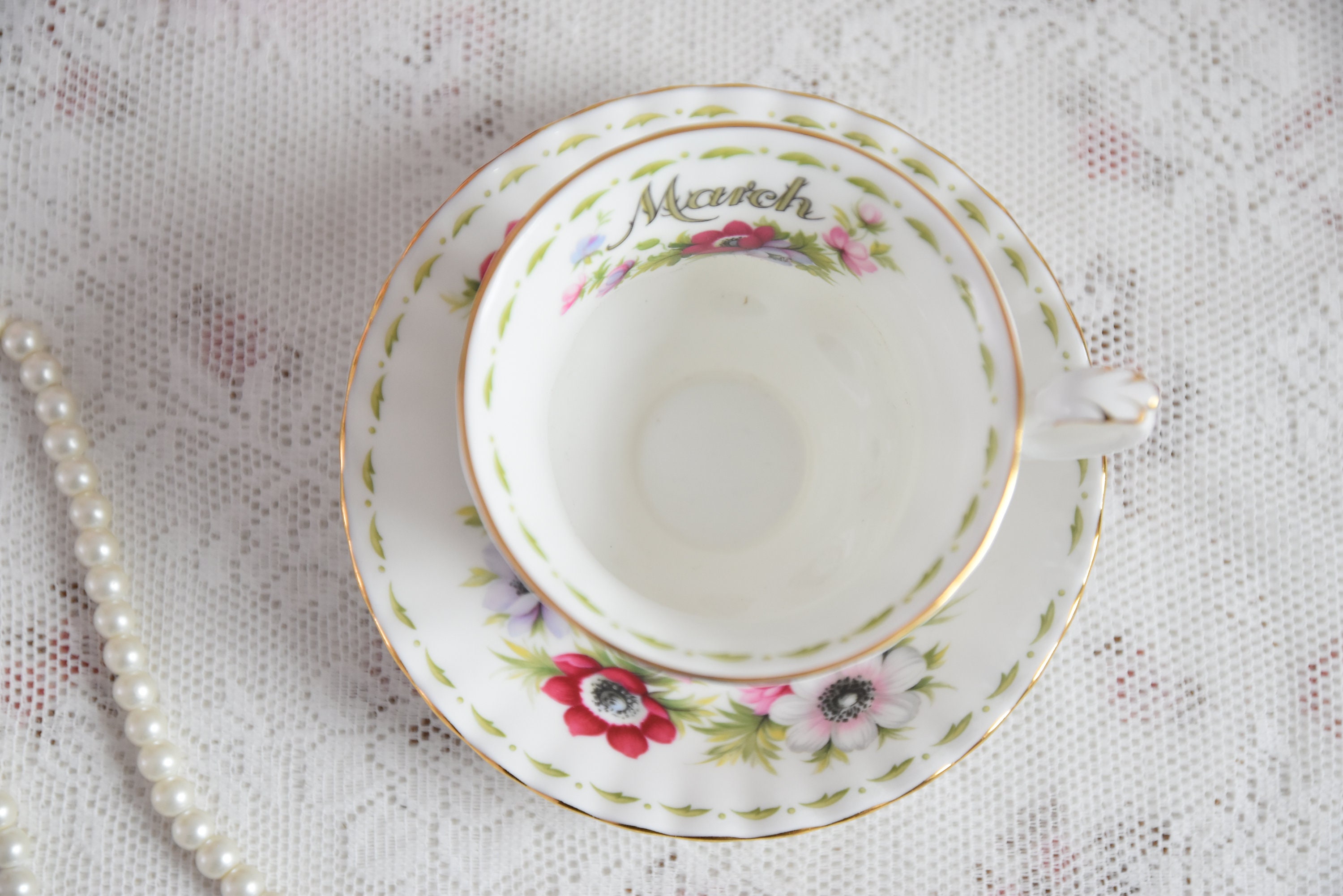 Flowers of the Month March Royal Albert Tea Cup Floral English - Etsy