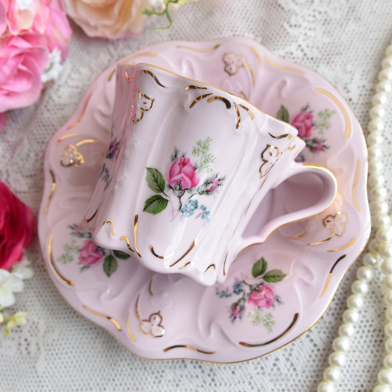 Pink Rose Tea Cup - Etsy