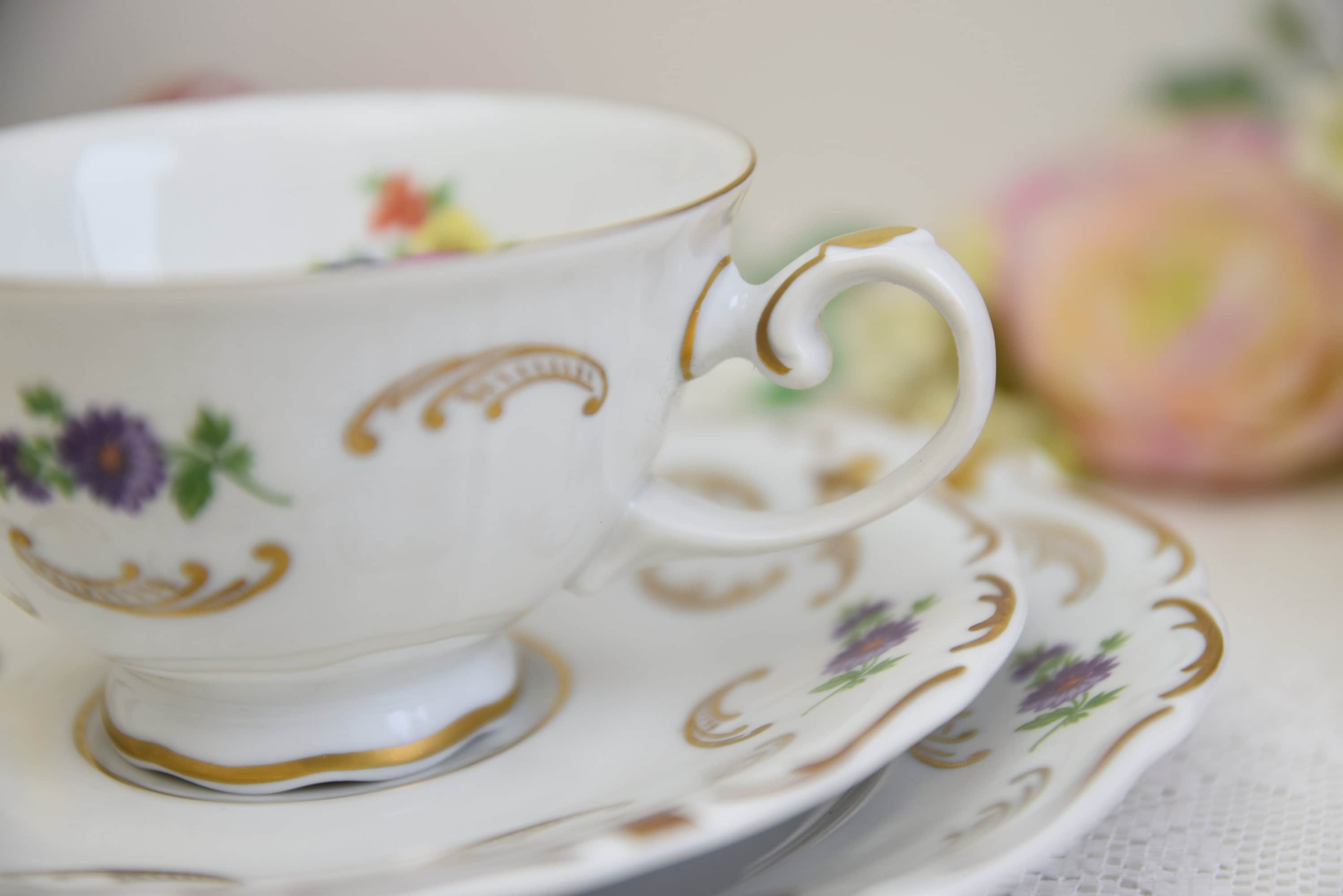 Kitchen & Dining german tea cup flower tea cup set Plaue GDR Germany ...