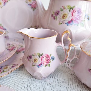 Vintage Tea Set With Roses, Porcelain Tea Set With Tea Pot, Floral Tea ...