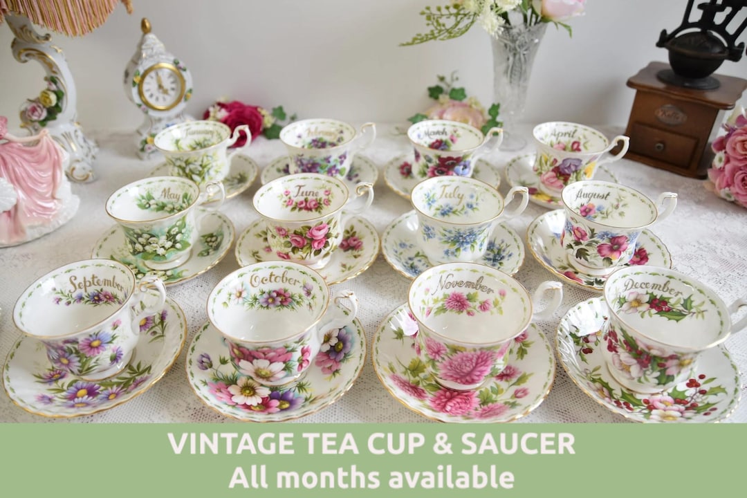 Royal Albert Flower of the Month Teacup and Saucer, Vintage Birth Month ...