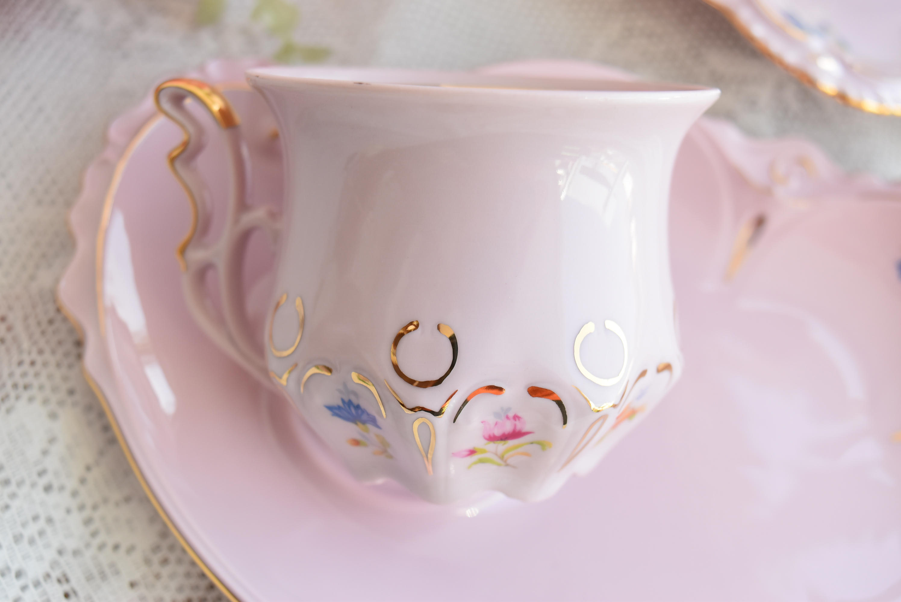 Vintage Tea Cup Set Floral Porcelain Slav Porcelain Pink Tea - Etsy