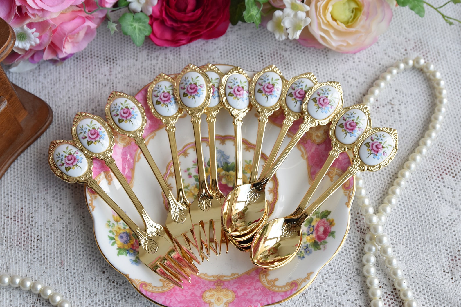 Vintage Inspired Fork and Spoon Set Teaspoon Set for Tea - Etsy