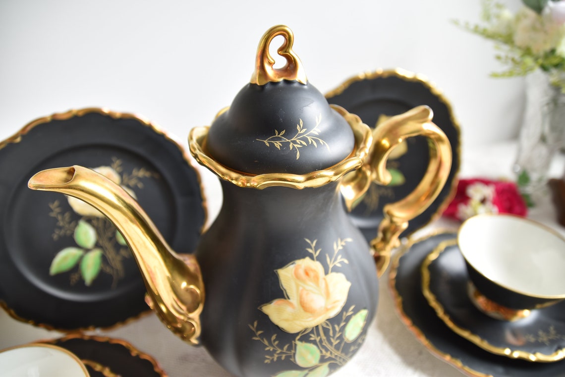 Vintage Tea Set With Floral Decorations Porcelain Tea Set - Etsy