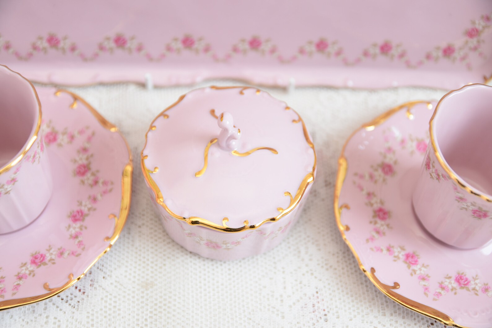 Pink Porcelain TV Set for Two, Tea Set Vintage Porcelain Slav Porcelain ...