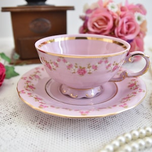 Pink Porcelain Antique Inspired Tea Cups and Saucers Gold, Vintage ...