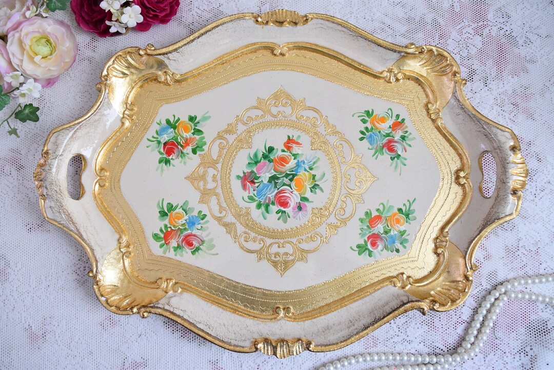 Handmade Italian Florentine Serving Tray With Handles and Hand Painted ...