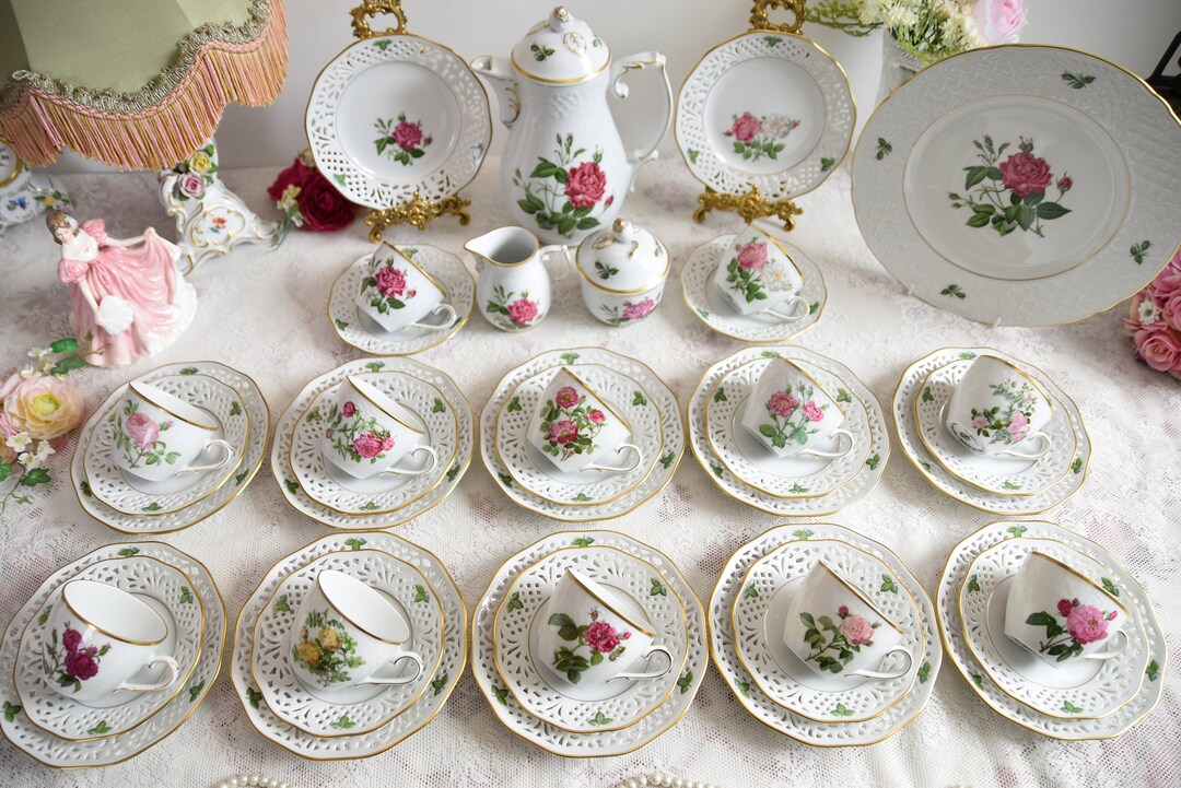 Vintage Tea Set Schumann Arzberg With Flowers Openwork Porcelain Set ...