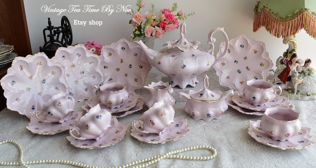 Pink Porcelain Tea Set, Vintage Tea Set With Roses, Porcelain Tea Set ...