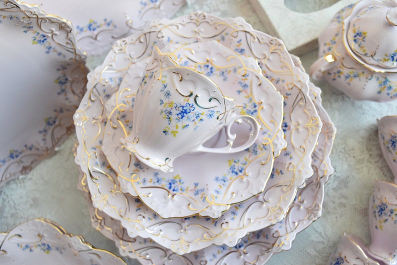 Dinner set vintage porcelain Slav porcelain pink tea cup set | Etsy