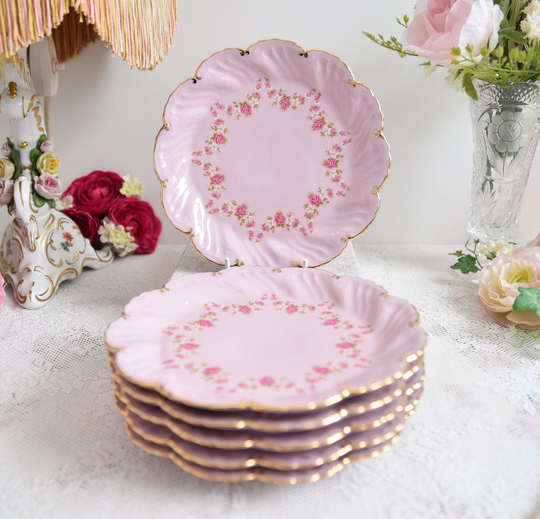 Vintage Plate Set Porcelain Dish Pink Porcelain Slav Porcelain Pink ...