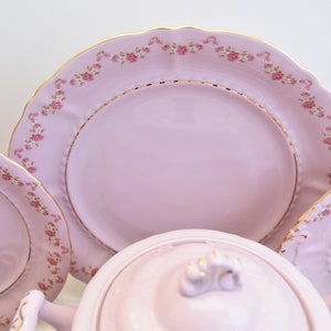 Traditional Pink Porcelain Dinner Set Pink Porcelain by LL for Six With ...