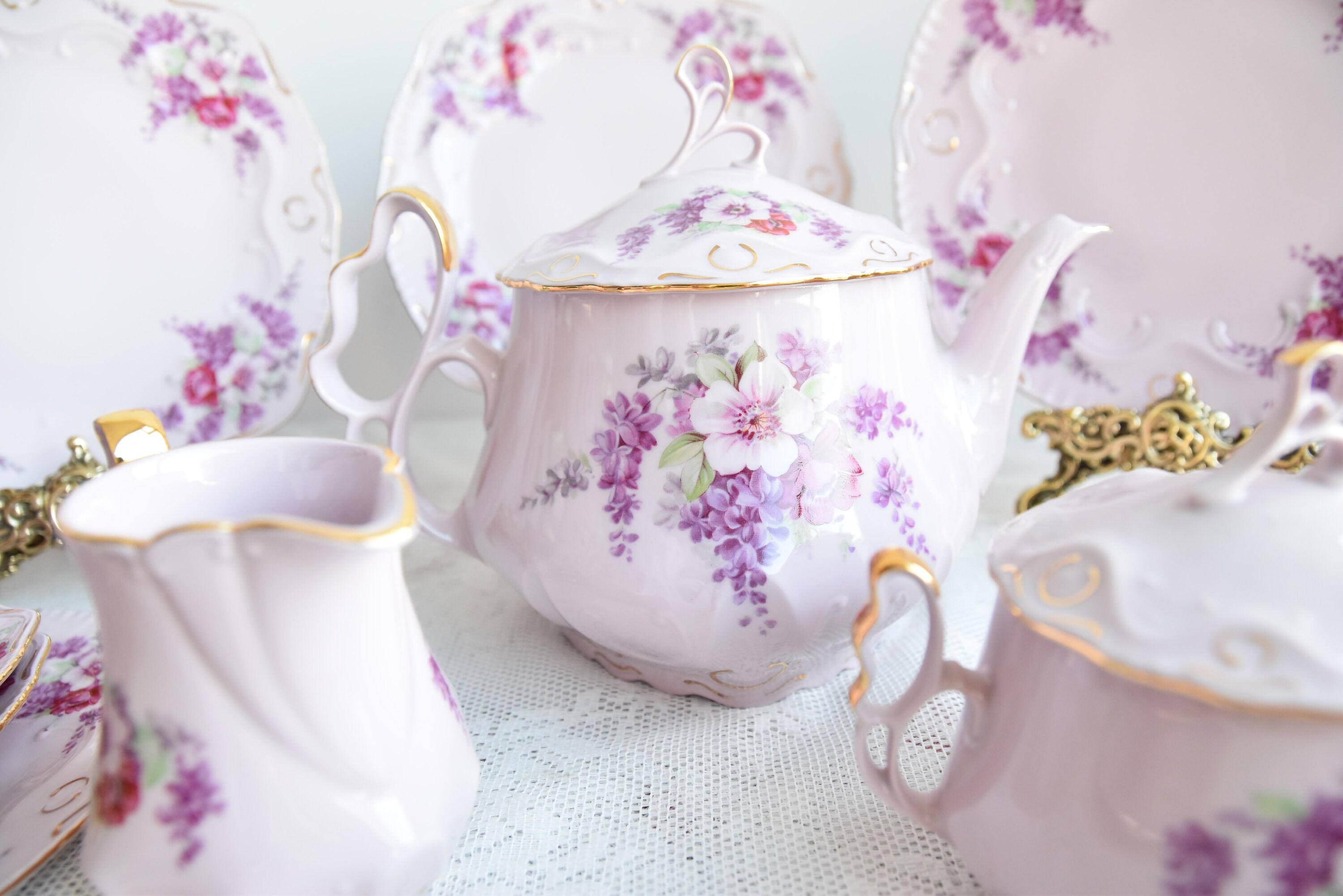 Collectibles China Tea Service Set Pink China Set Vintage - Etsy
