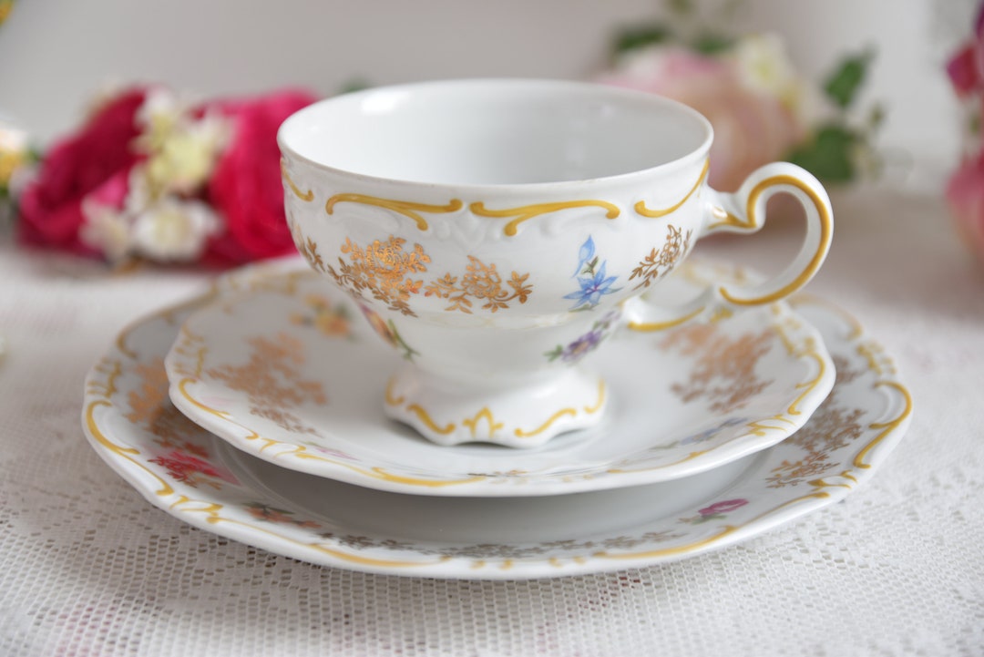 Vintage Tea Set Floral German Tea Cup Set Weimar Germany Tea Cups ...