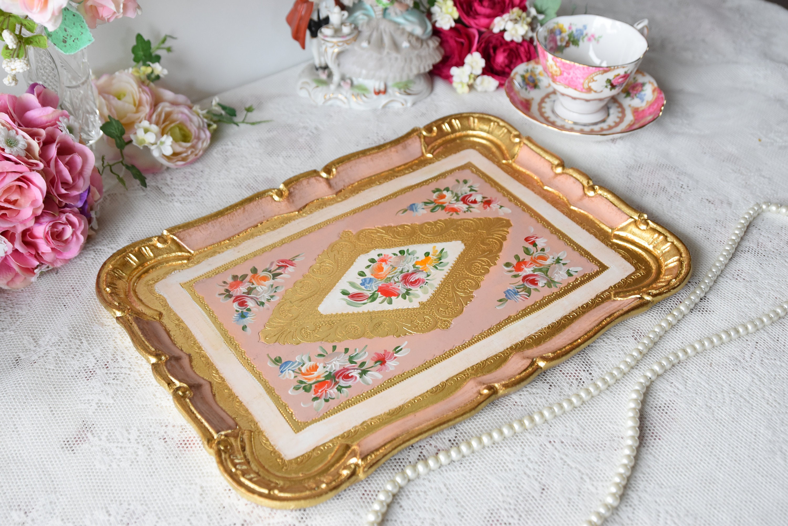 Tray for Dining Table Vintage Tray Rectangle Italian Vintage | Etsy