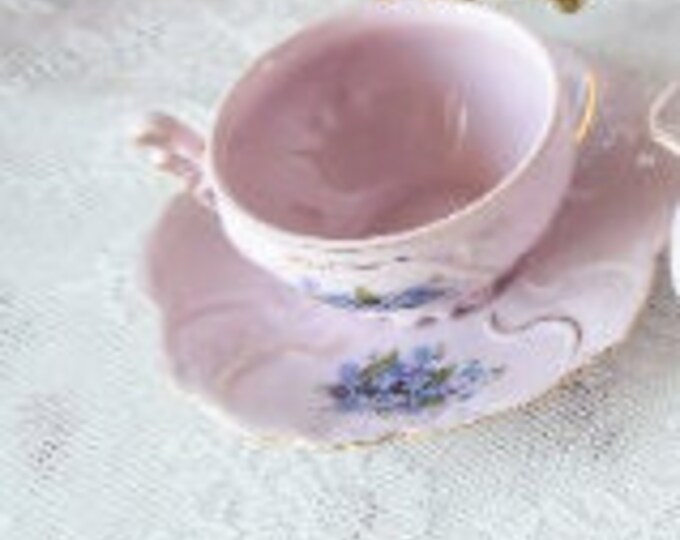 Vintage Tea Cup Set Floral Porcelain Slav Porcelain Pink Tea Cup Set No ...