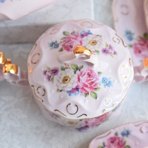 Vintage Tea Set With Roses, Porcelain Tea Set With Tea Pot, Floral Tea ...
