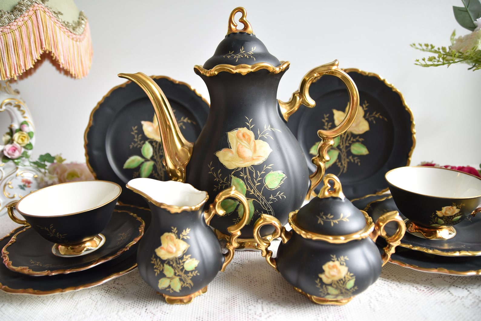 Vintage Tea Set With Floral Decorations Porcelain Tea Set - Etsy