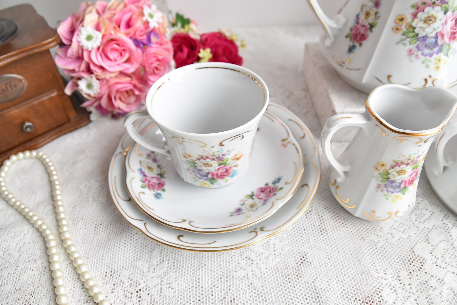 Tea Set Vintage Porcelain Chodziez Tea Set Polish Porcelain - Etsy