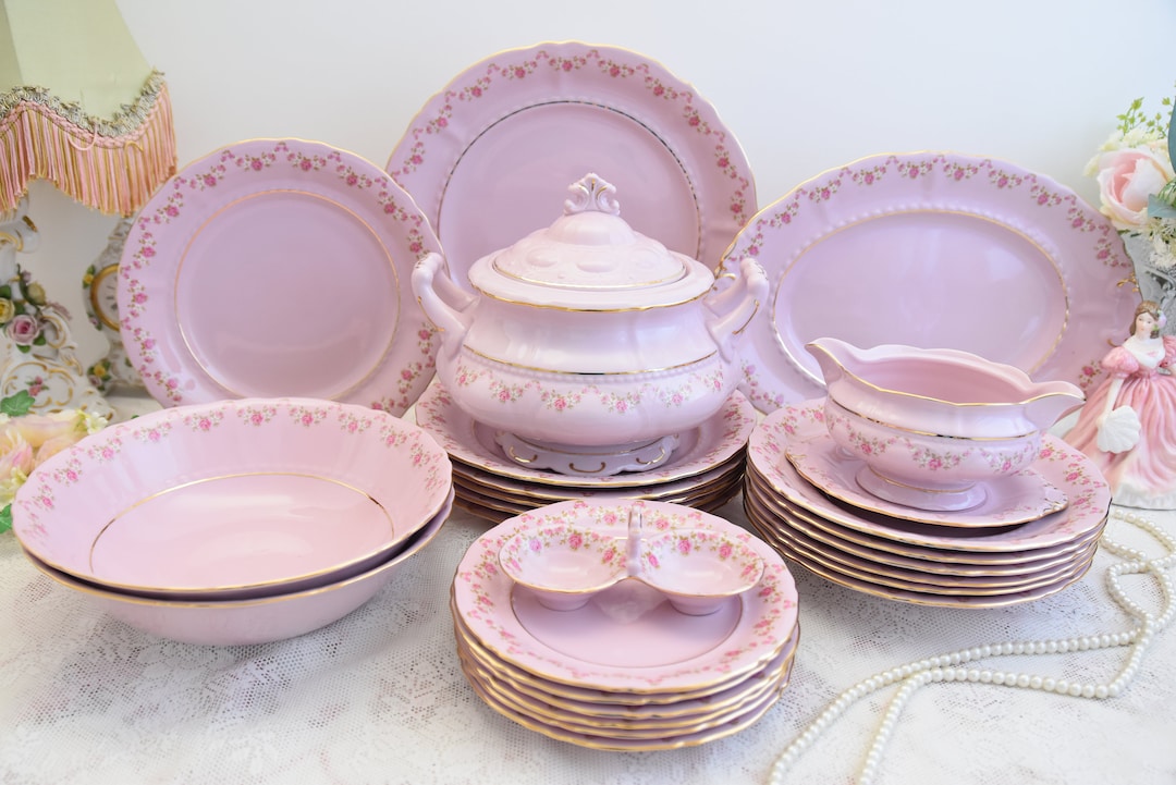 Dinner Set Pink Porcelain by LL for Six - Etsy