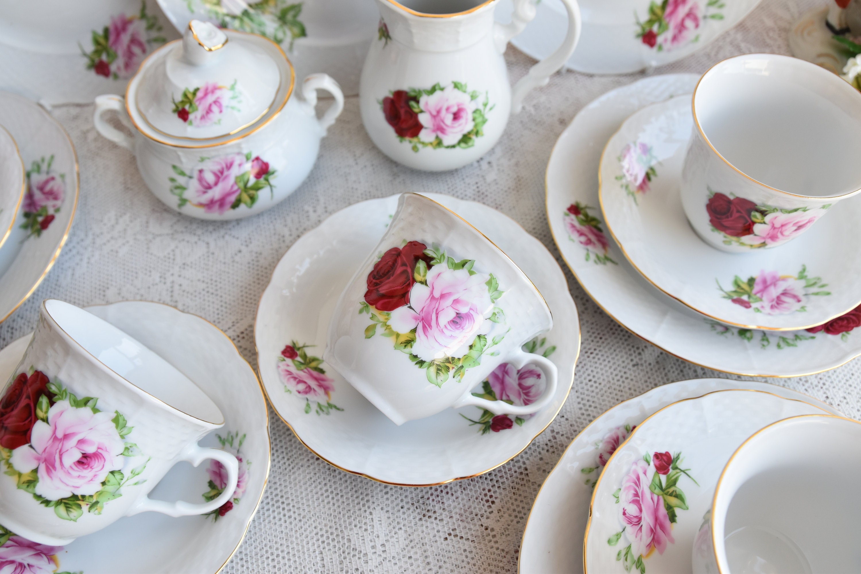 Coffee Set Vintage Floral Coffee Set Thun Coffee Cup Set | Etsy